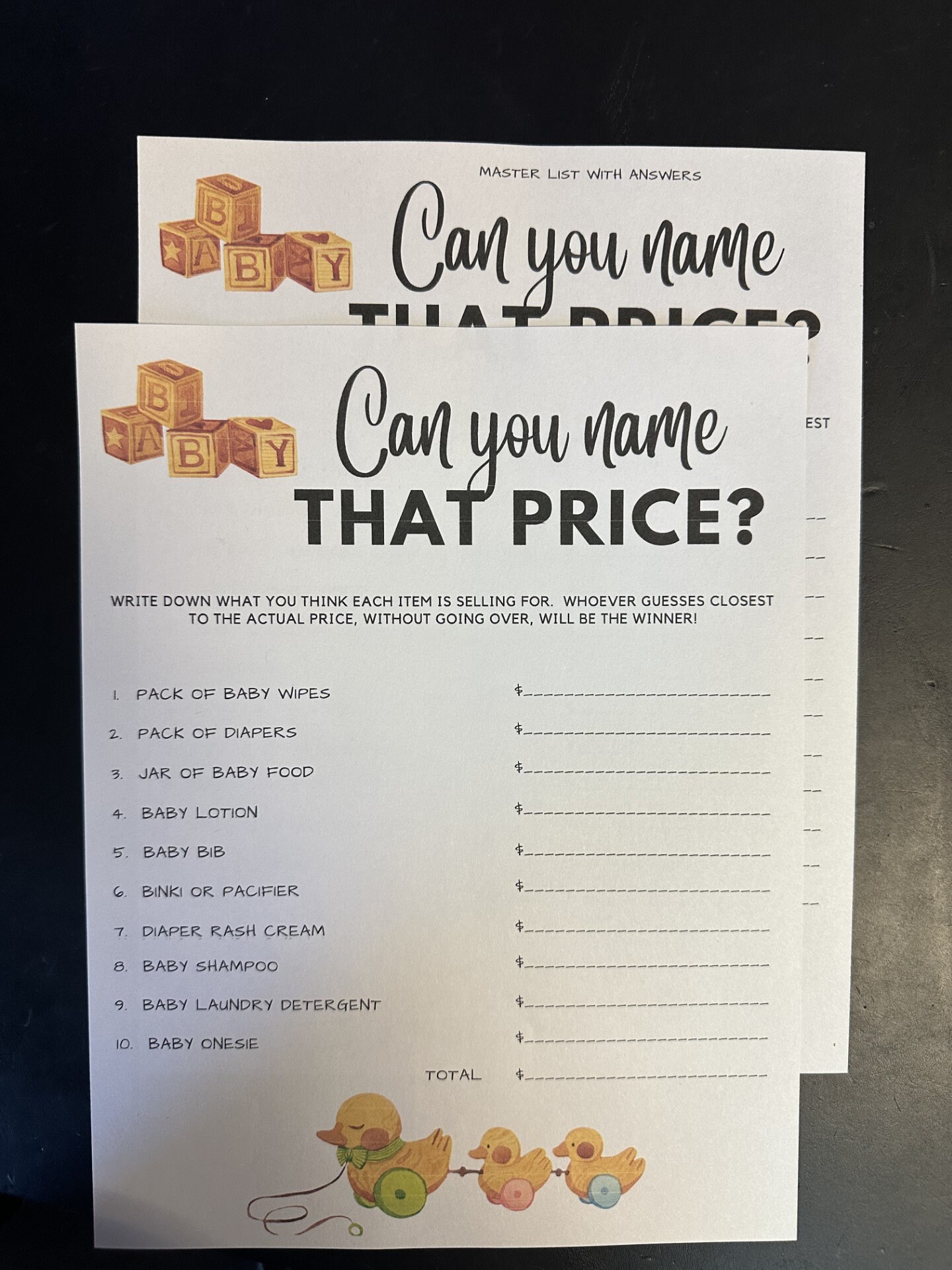 Can You Name That Price Baby Shower Game - Etsy