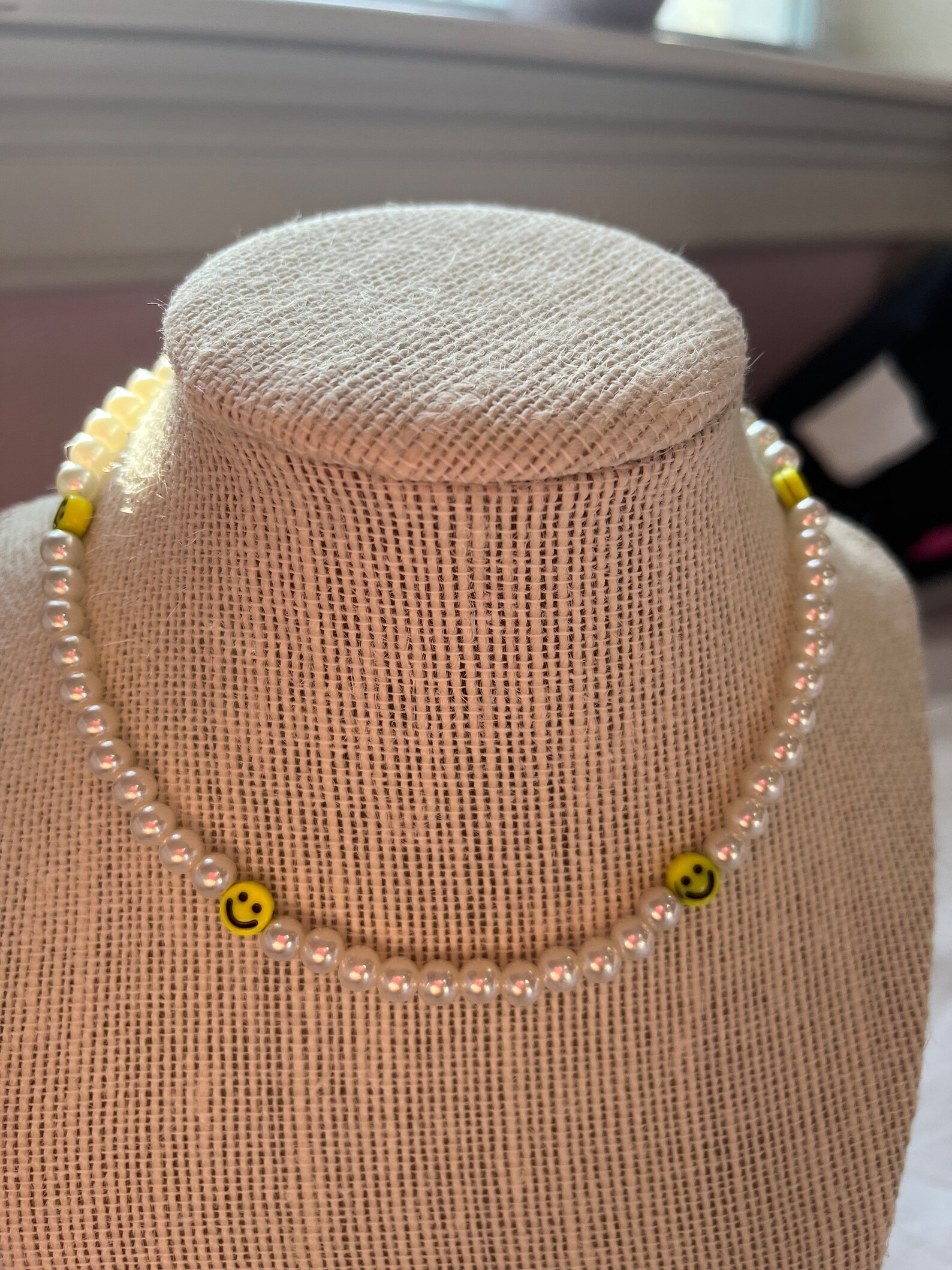 Smiley Face Pearl Necklace - Etsy