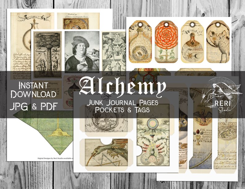 ALCHEMY Printable Junk Journal Pages Pockets Tags Envelope - Etsy