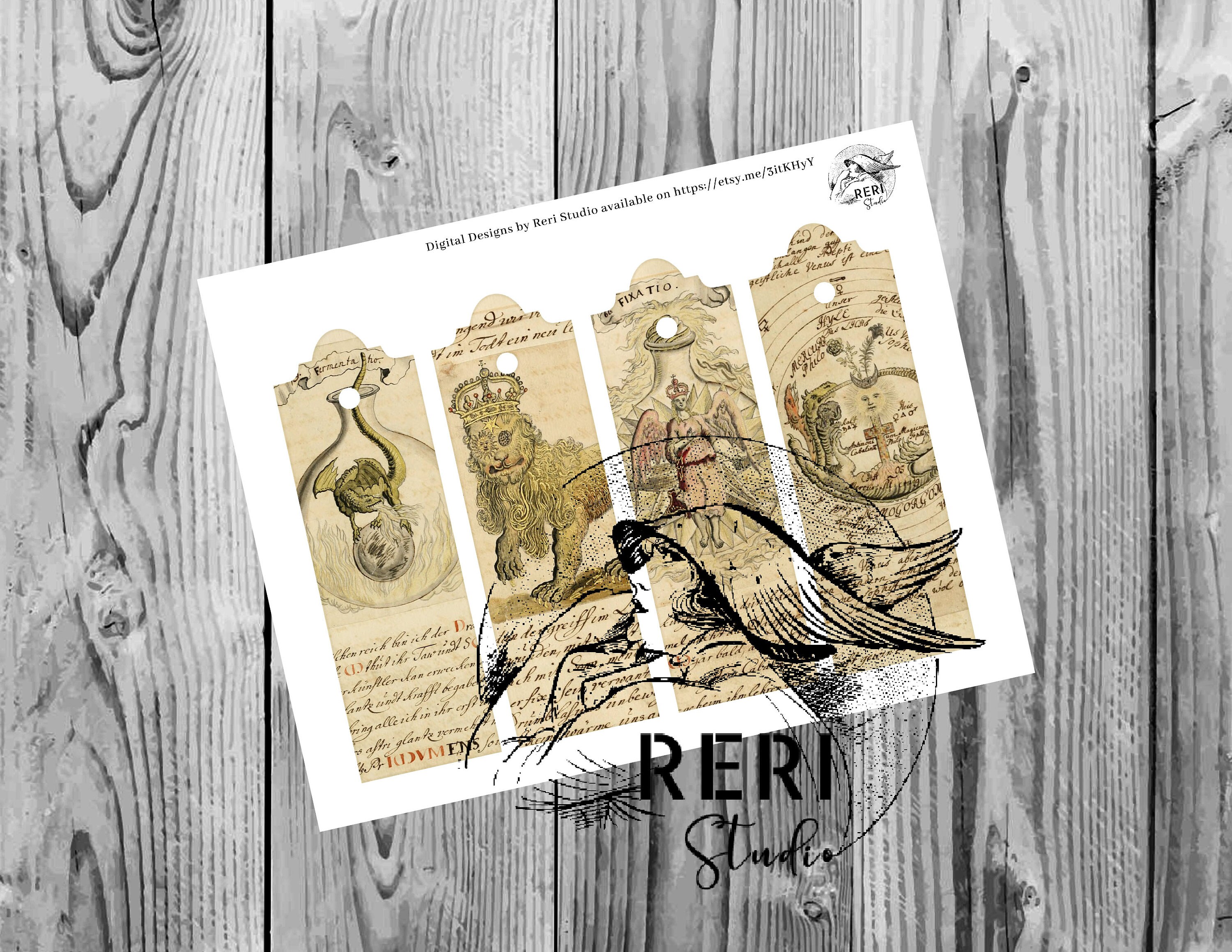 Printable Alchemical Manuscripts Bookmark Set, Alchemy Ephemera, Junk ...
