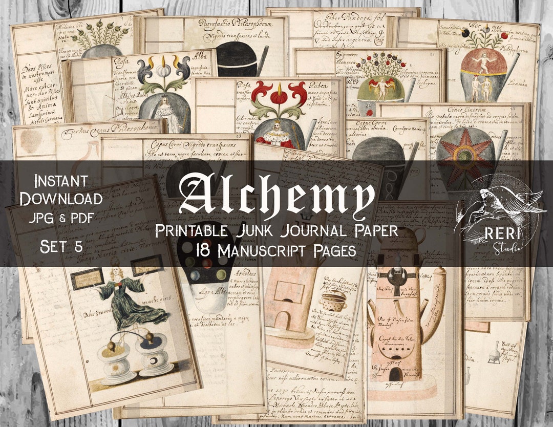 Alchemical Notebook, 18 Rare Alchemical Manuscripts Pages, SET 5 ...