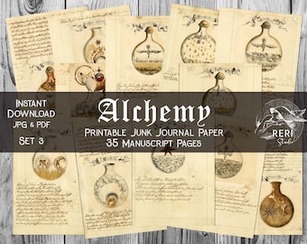 Rare Alchemical Manuscripts Pages SET 2 Printable Alchemy Junk Journal ...