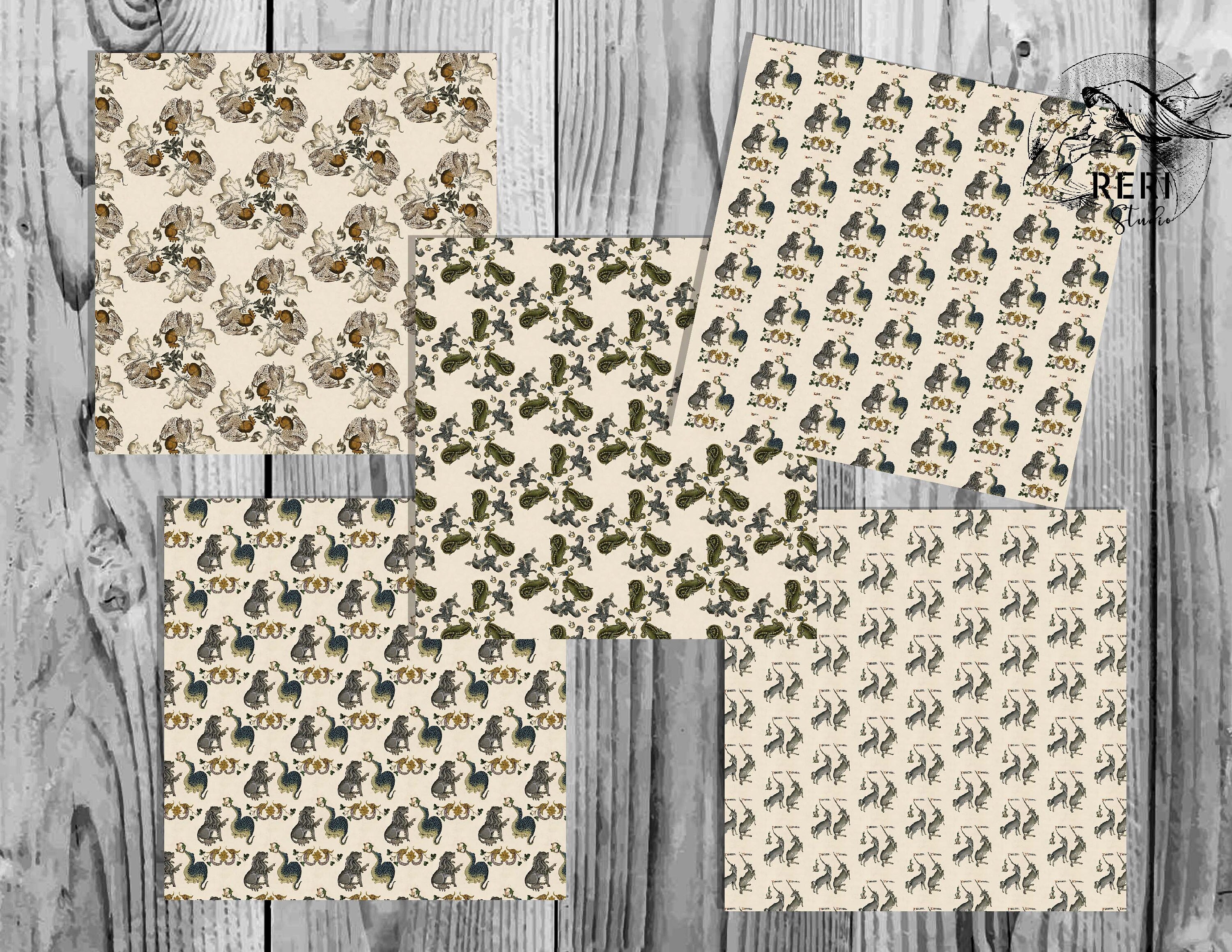 Medieval Animals 12" X 12" Digital Papers SET 1 -medieval Bestiary ...