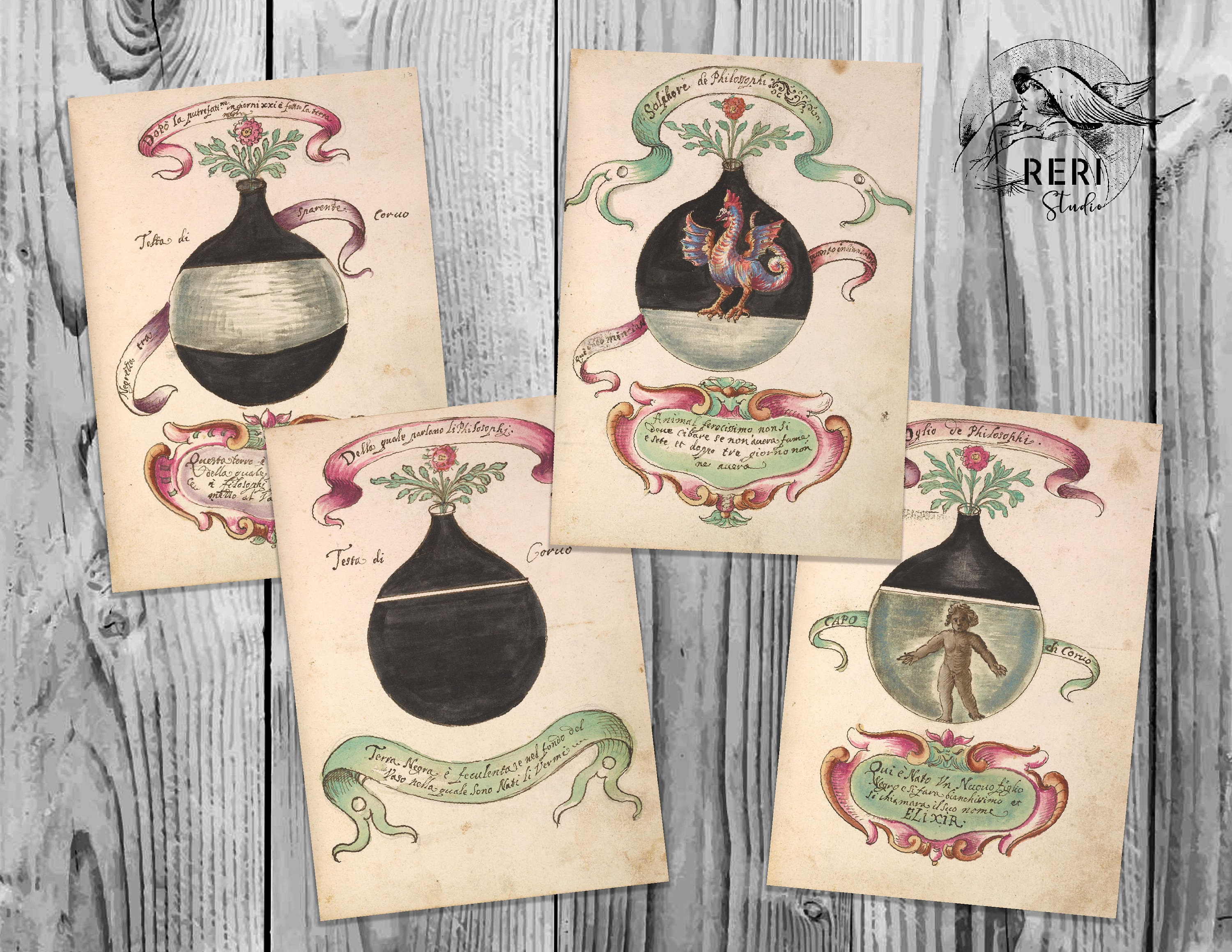 Rare Alchemical Manuscripts Pages, Printable Alchemy, Junk Journal ...