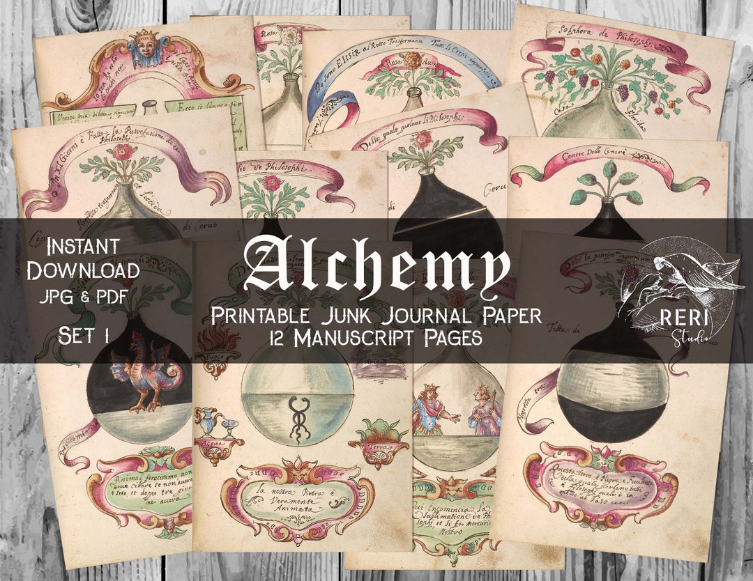 Rare Alchemical Manuscripts Pages, Printable Alchemy, Junk Journal ...