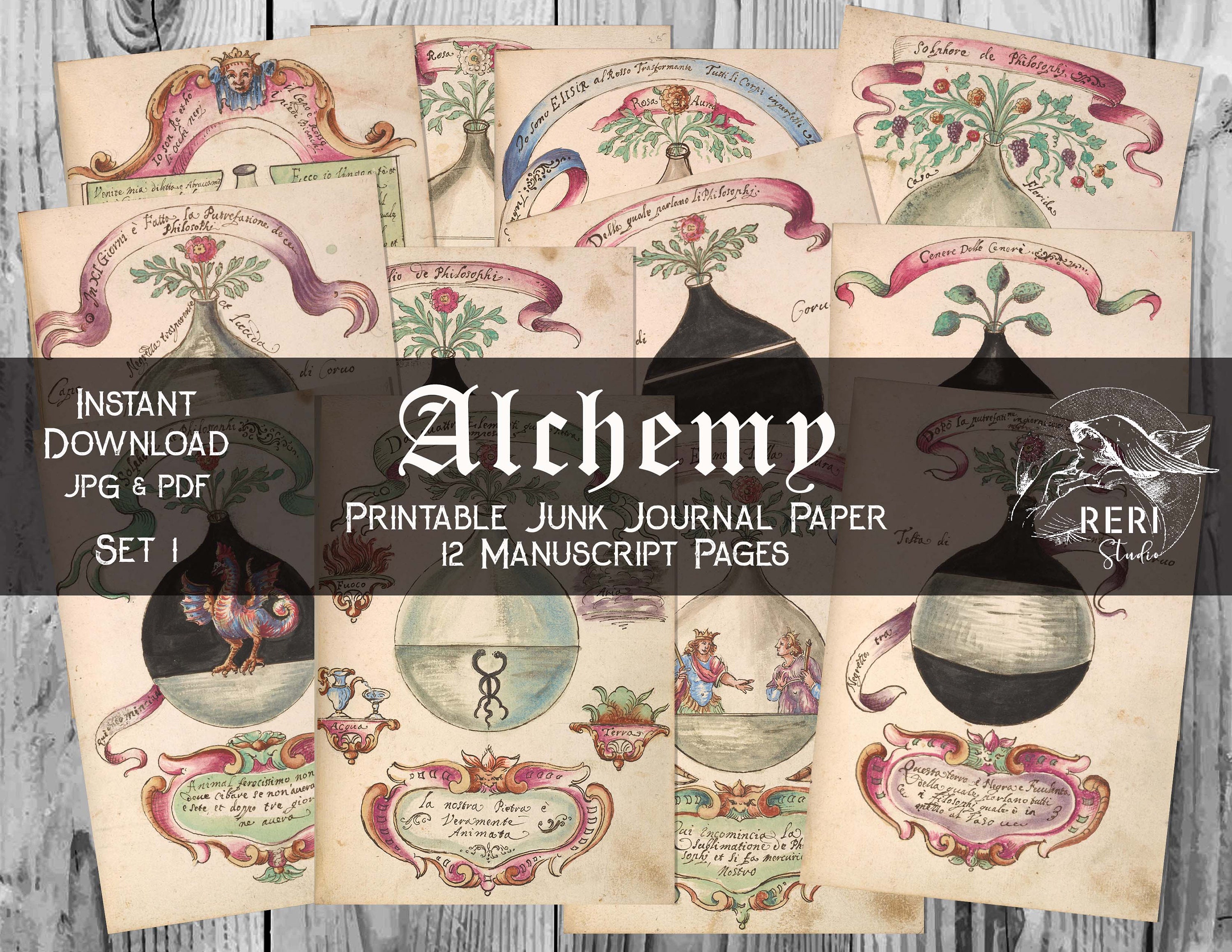 Rare Alchemical Manuscripts Pages, Printable Alchemy, Junk Journal ...