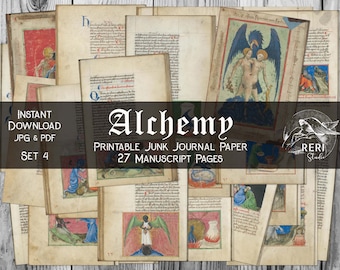 Rare Alchemical Manuscripts Pages SET 2 Printable Alchemy Junk | Etsy