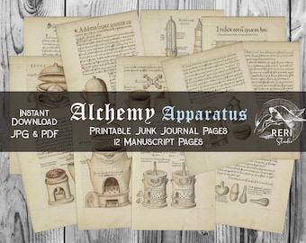Rare Alchemical Manuscripts Pages SET 2 Printable Alchemy Junk Journal ...