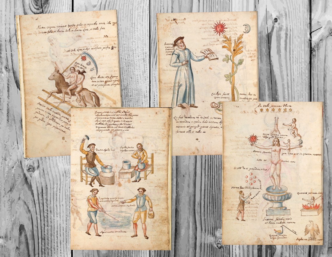 Rare Alchemical Manuscripts Pages SET 2 Printable Alchemy Junk | Etsy