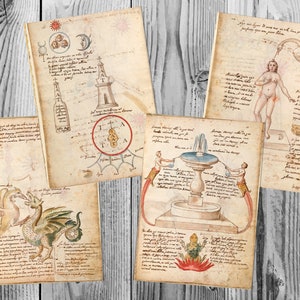 Rare Alchemical Manuscripts Pages SET 2 Printable Alchemy Junk Journal ...