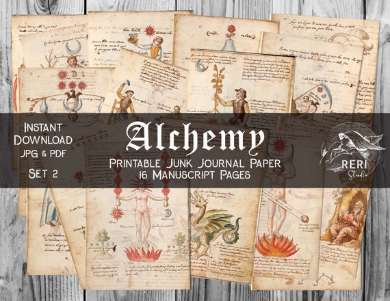 Rare Alchemical Manuscripts Pages SET 2 Printable Alchemy Junk | Etsy