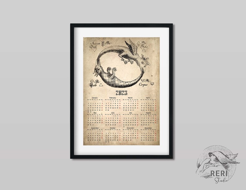 PRINTABLE Alchemy Calendar 2023 Medieval Ouroboros - Etsy Canada