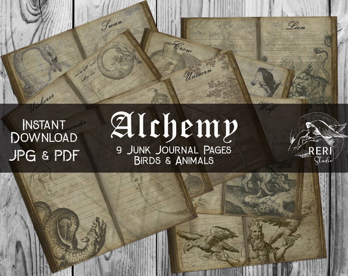 Rare Alchemical Manuscripts Pages SET 2 Printable Alchemy Junk Journal ...
