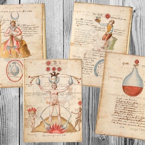 Rare Alchemical Manuscripts Pages SET 2 Printable Alchemy Junk Journal ...