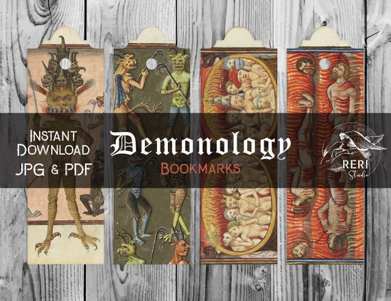 Devils and Flames of Hell Medieval Manuscripts Bookmark Set - Etsy