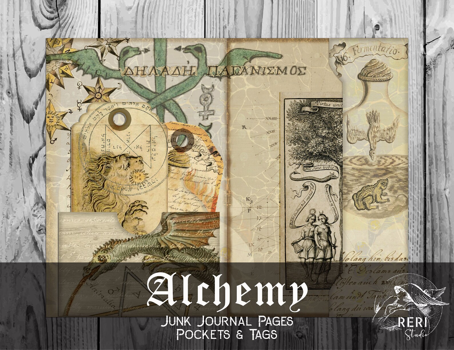 ALCHEMY Printable Junk Journal Pages Pockets Tags Envelope - Etsy