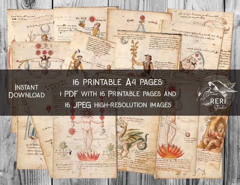 Rare Alchemical Manuscripts Pages SET 2 Printable Alchemy Junk | Etsy