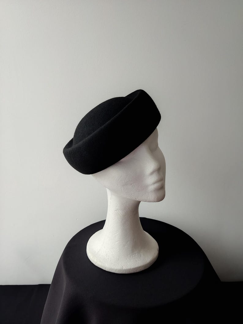 Modern Black Pillbox Hat - Etsy