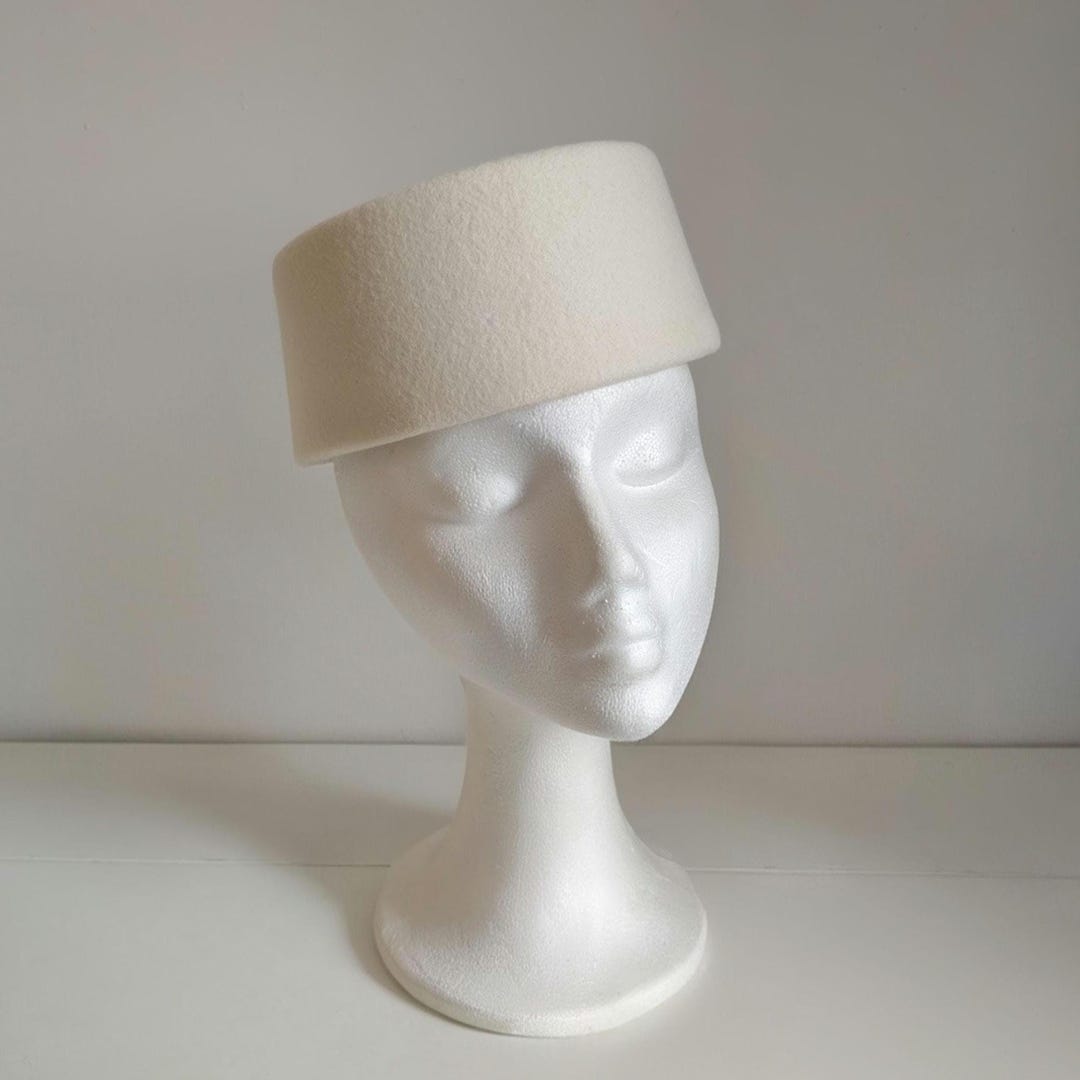 Minimalist White Pillbox Hat, Couture Handmade Design - Etsy