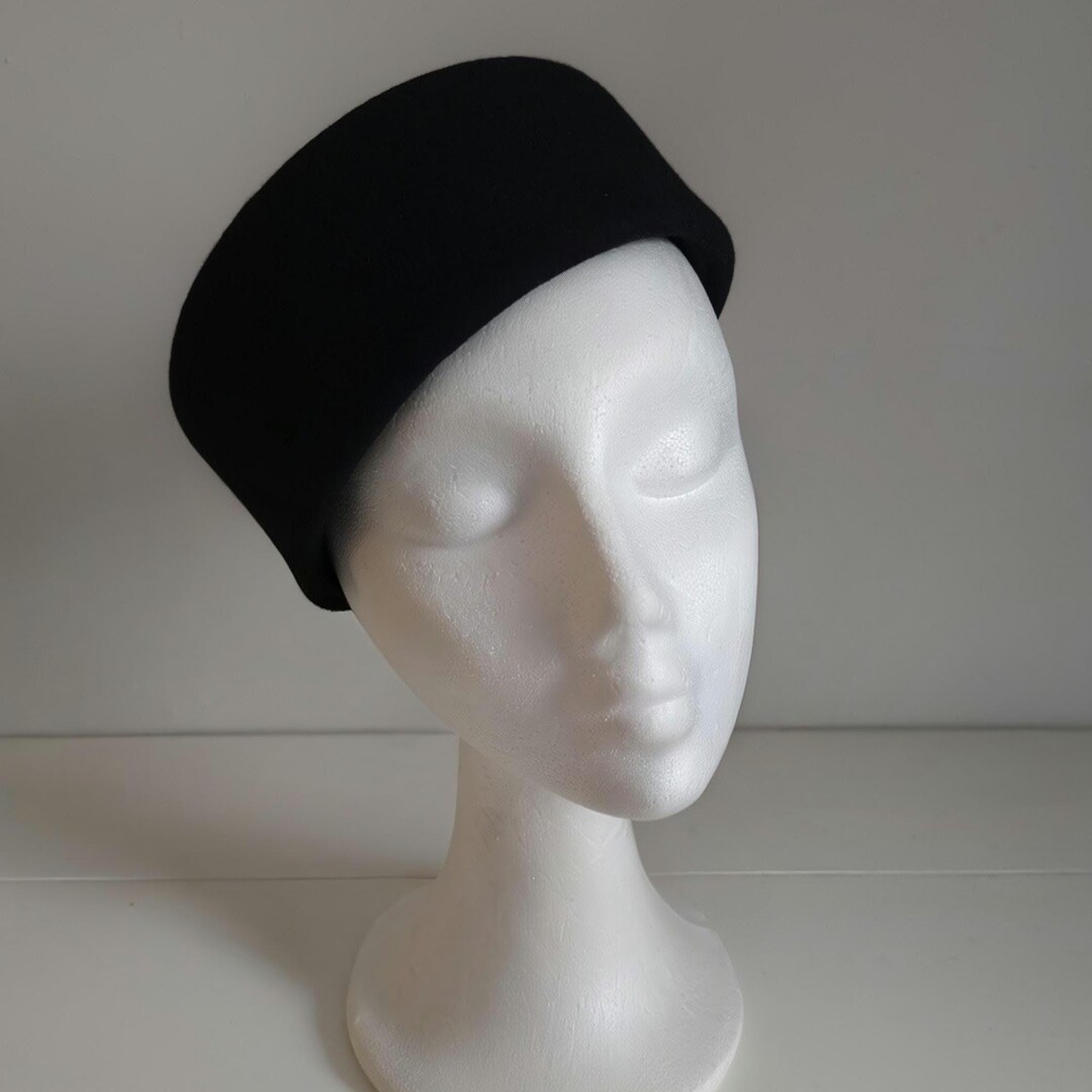 Stylish Black Pillbox Hat, Couture Handmade Design - Etsy