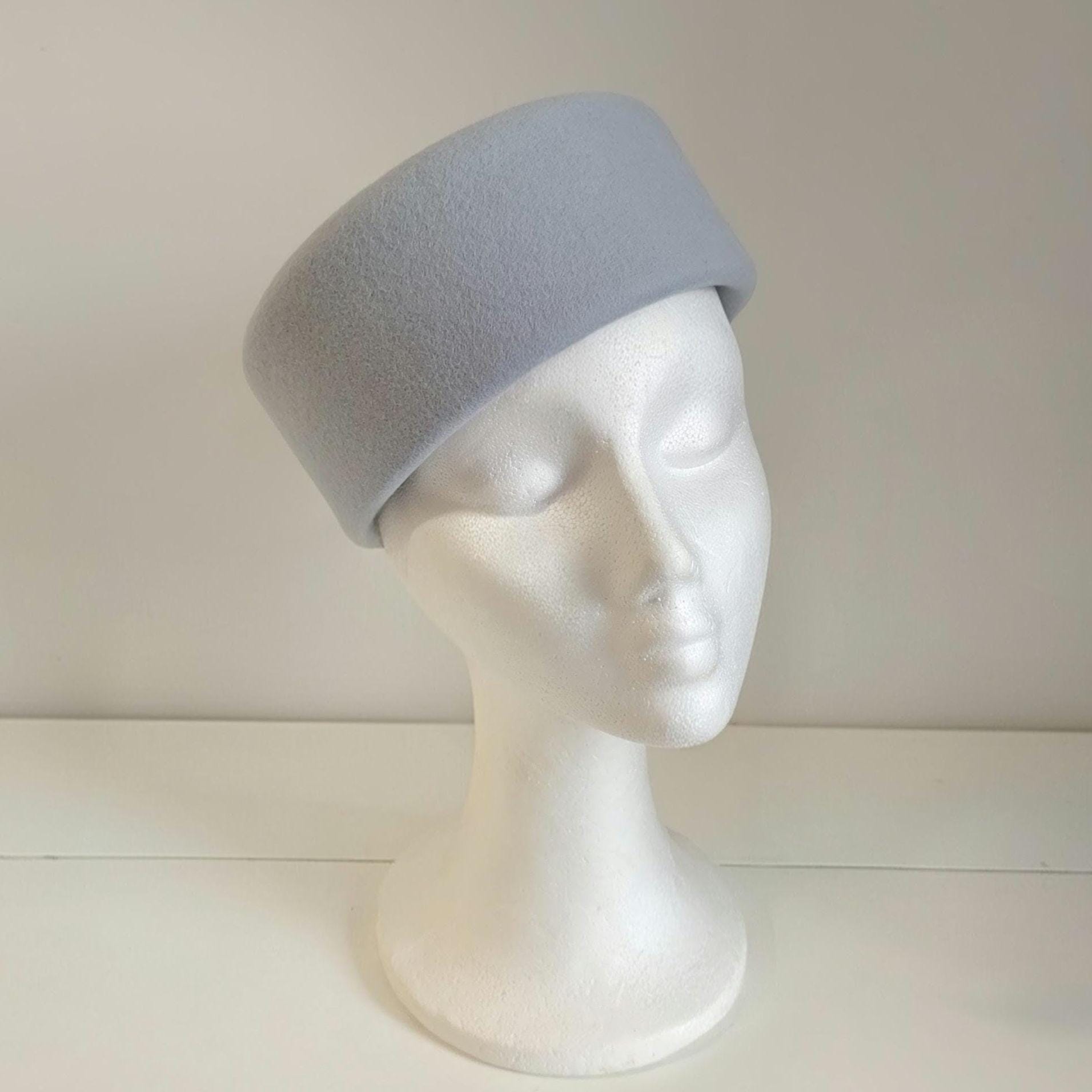 Sky Blue Felt Pillbox Hat – Minimalist Stylish Headpiece for Women - Etsy
