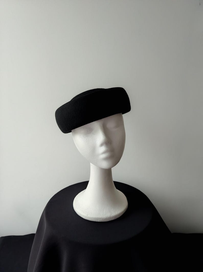 Modern Black Pillbox Hat - Etsy