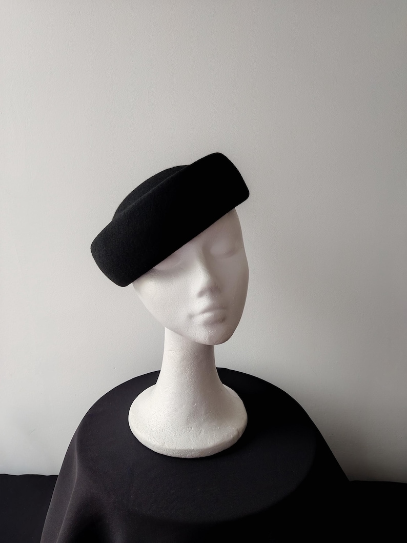 Modern Black Pillbox Hat - Etsy