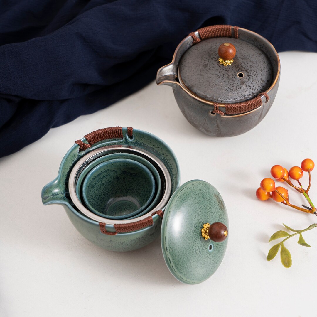 Retro Ceramic Teapot With Cup Set 250 ML Pottery Teapot With - Etsy