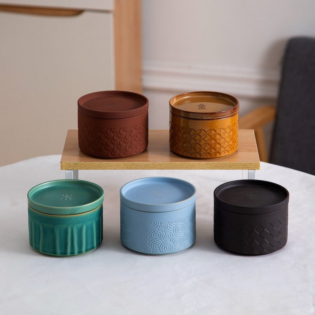 Five Elements of Earth Ceramic Canisters With Lid Tea Coffee Spices ...