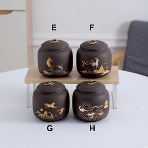 Japanese Style Ceramic Canisters With Lid Beige Brown Multipurpose ...