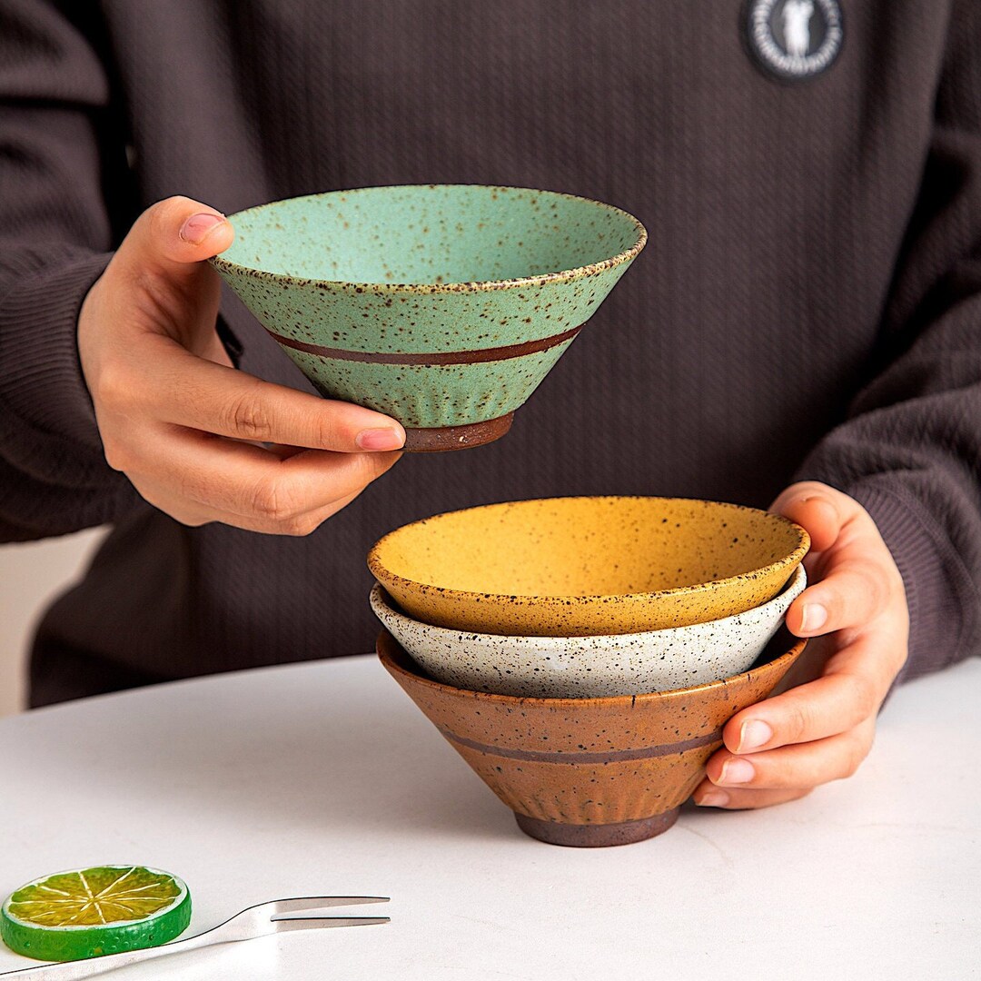 Retro Ceramic Dinner Bowls, Pottery Handmade Bowls, Japanese Bowls ...