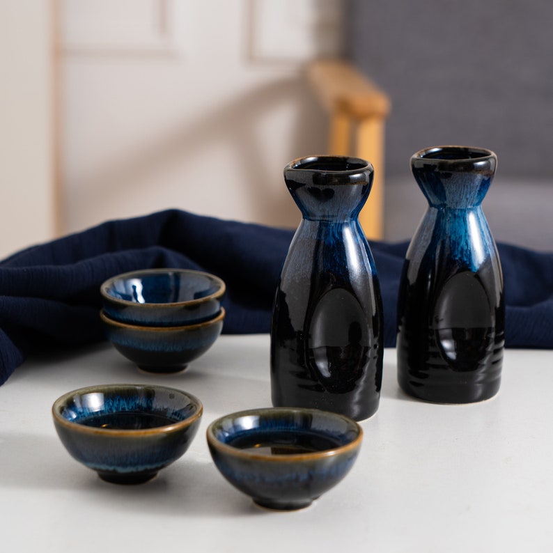 Japanese Style Ceramic Sake Set Sake Carafe With Cups - Etsy