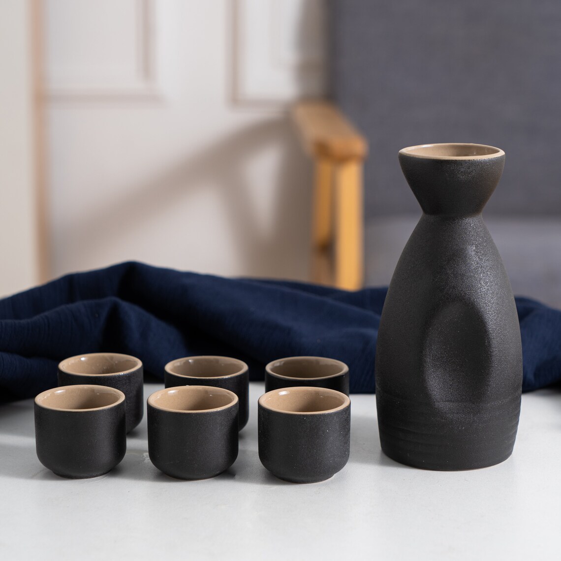 Ceramic Sake Set Retro Sake Carafe With Cup Set Handmade - Etsy