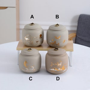 Japanese Style Ceramic Canisters With Lid Beige Brown Multipurpose ...