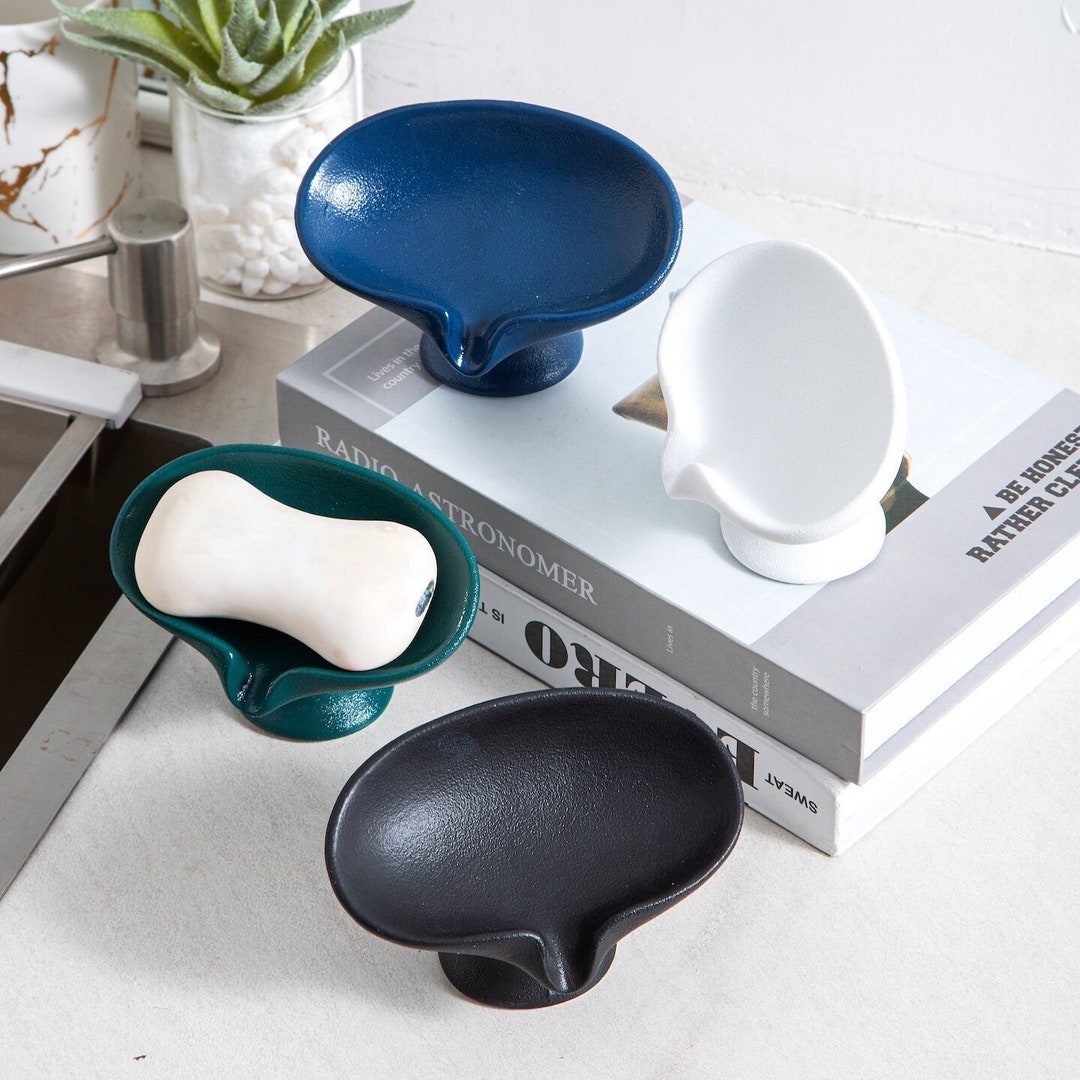 Self-draining Ceramic Soap Dish, Modern Style Ceramic Draining Soap ...