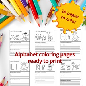 Alphabet Coloring Pages | Kids Coloring Book Printable PDF (26 Pages ...