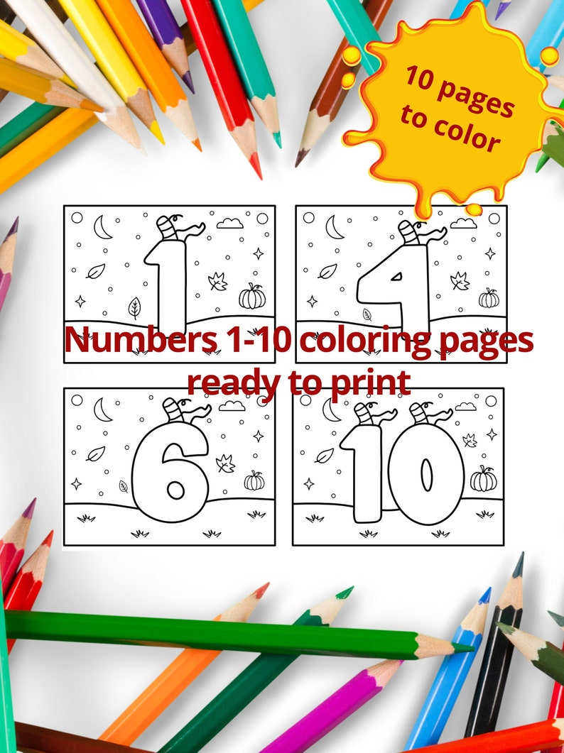 Number Coloring Pages for Kids (1-10) | Children Coloring Book ...