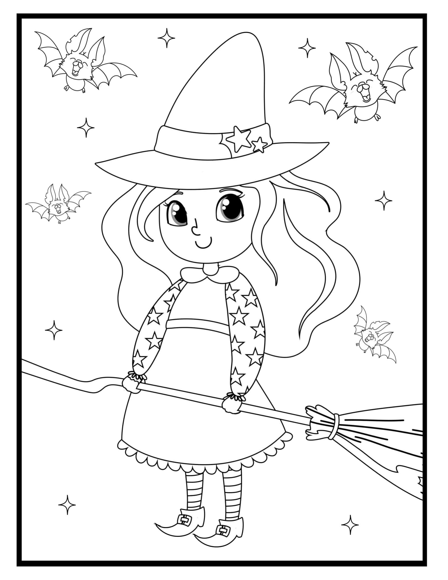 Halloween Coloring Pages for Kids | Halloween Witch Coloring | Ghost ...