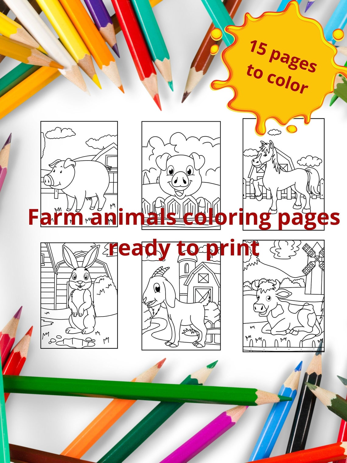 Farm Animal Coloring Pages Kids Coloring Pages Cute Animals Coloring ...