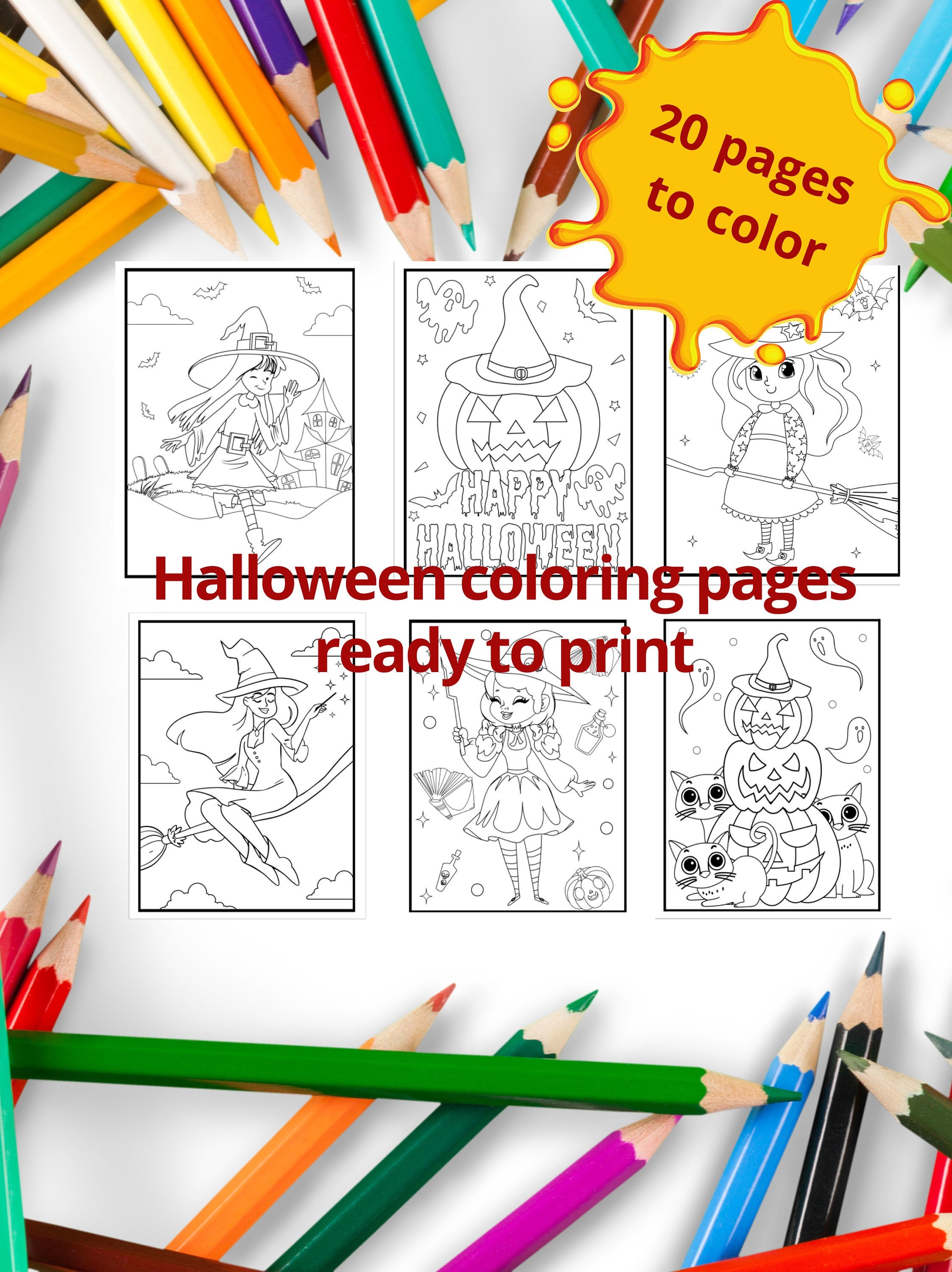 Halloween Coloring Pages for Kids | Halloween Witch Coloring | Ghost ...