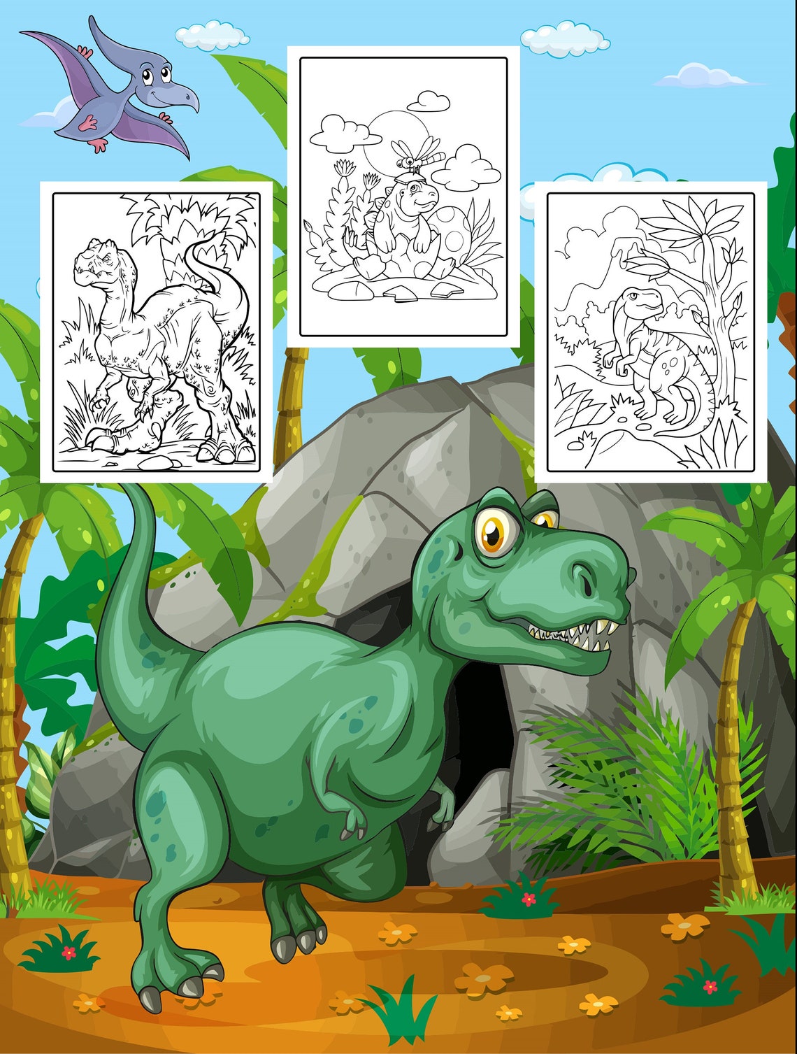 Dinosaur Coloring Book Jungle Coloring Activity Book PDF - Etsy