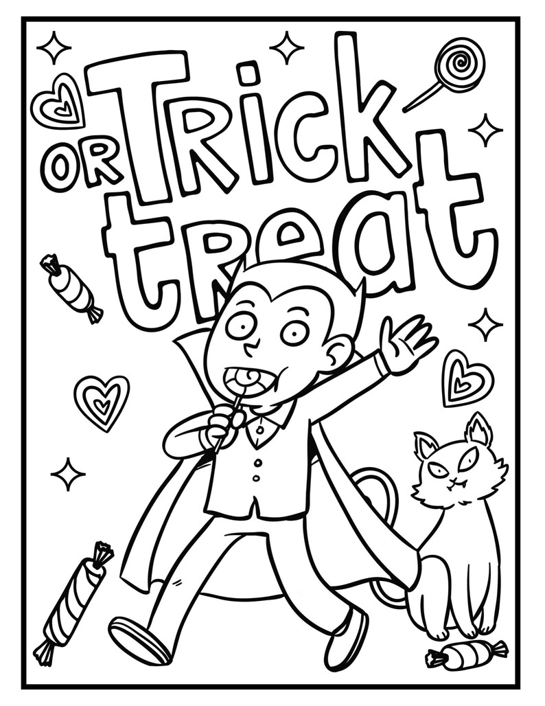 Halloween Coloring Pages for Kids Halloween Digital Coloring - Etsy