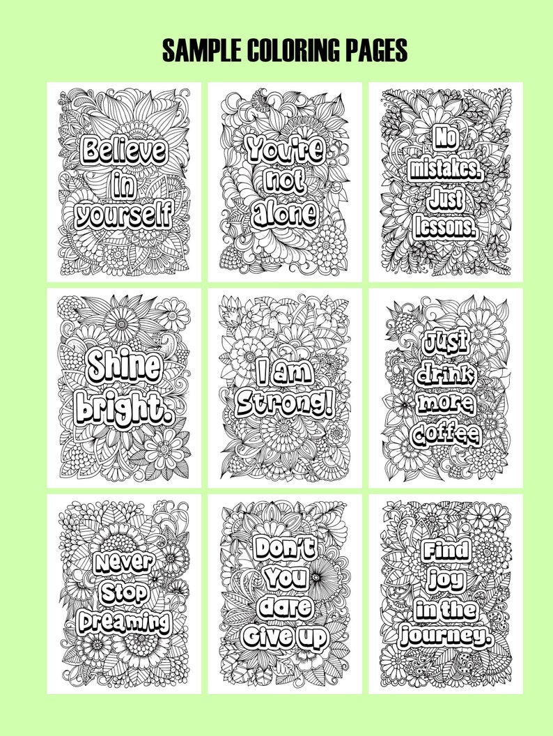 Inspirational Quotes Coloring Pages | Motivational Quote Coloring ...