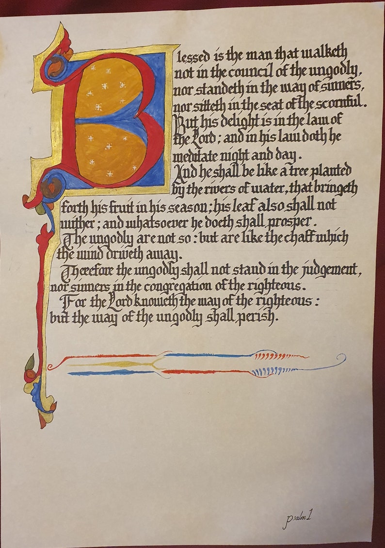 Psalm 1 KJV Calligraphy Page Art - Etsy