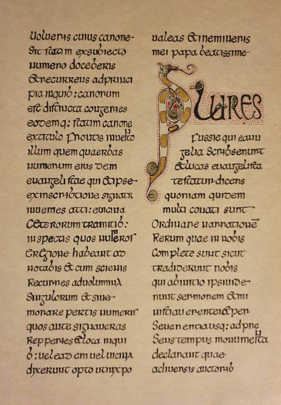 Handmade Medieval Manuscript Lindisfarne Gospel Page - Etsy