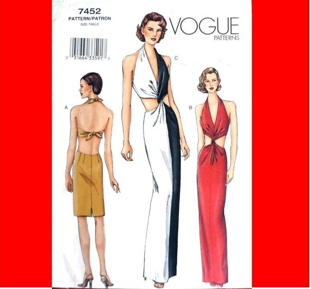 Vogue 7452 Sewing Pattern Sizes 14-16-18 Uncut Halter Twist Front ...