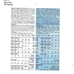 Vogue 2074 Sewing Pattern, Chloe 1980s Sizes 12-14-16, Dress and ...