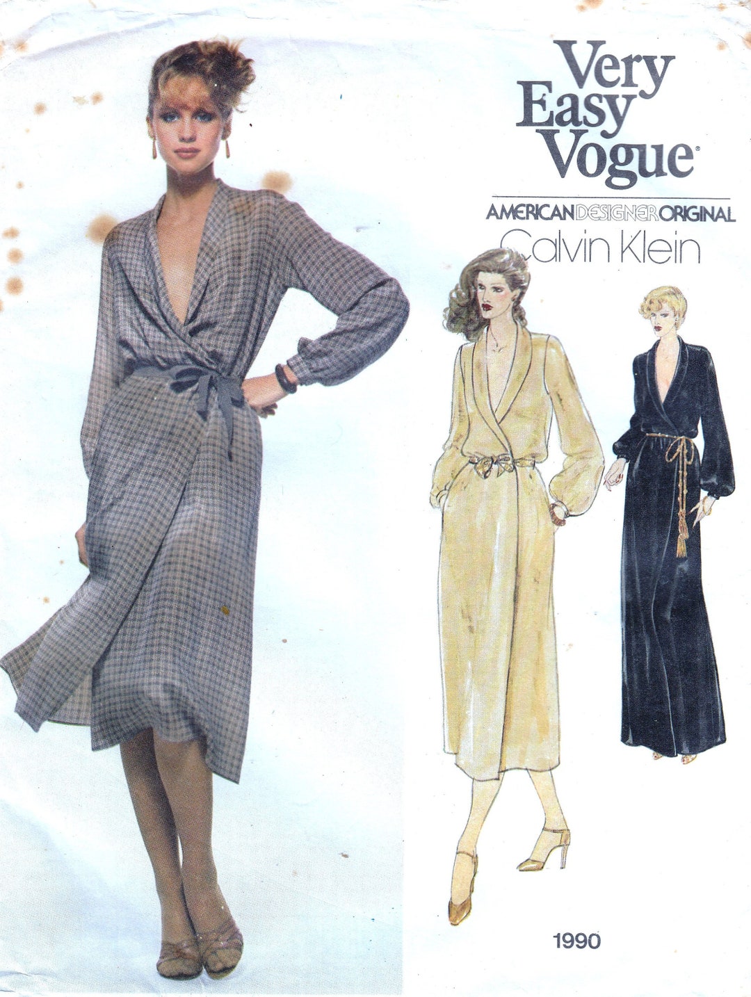 Vogue 1990 Rare Sewing Pattern, 1970s Calvin Klein Original, Size 12 ...