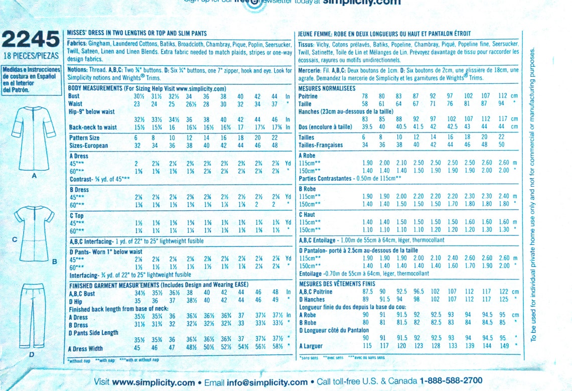 Simplicity 2245 Lisette Sewing Pattern, Sizes 6-14, Uncut, Portfolio ...