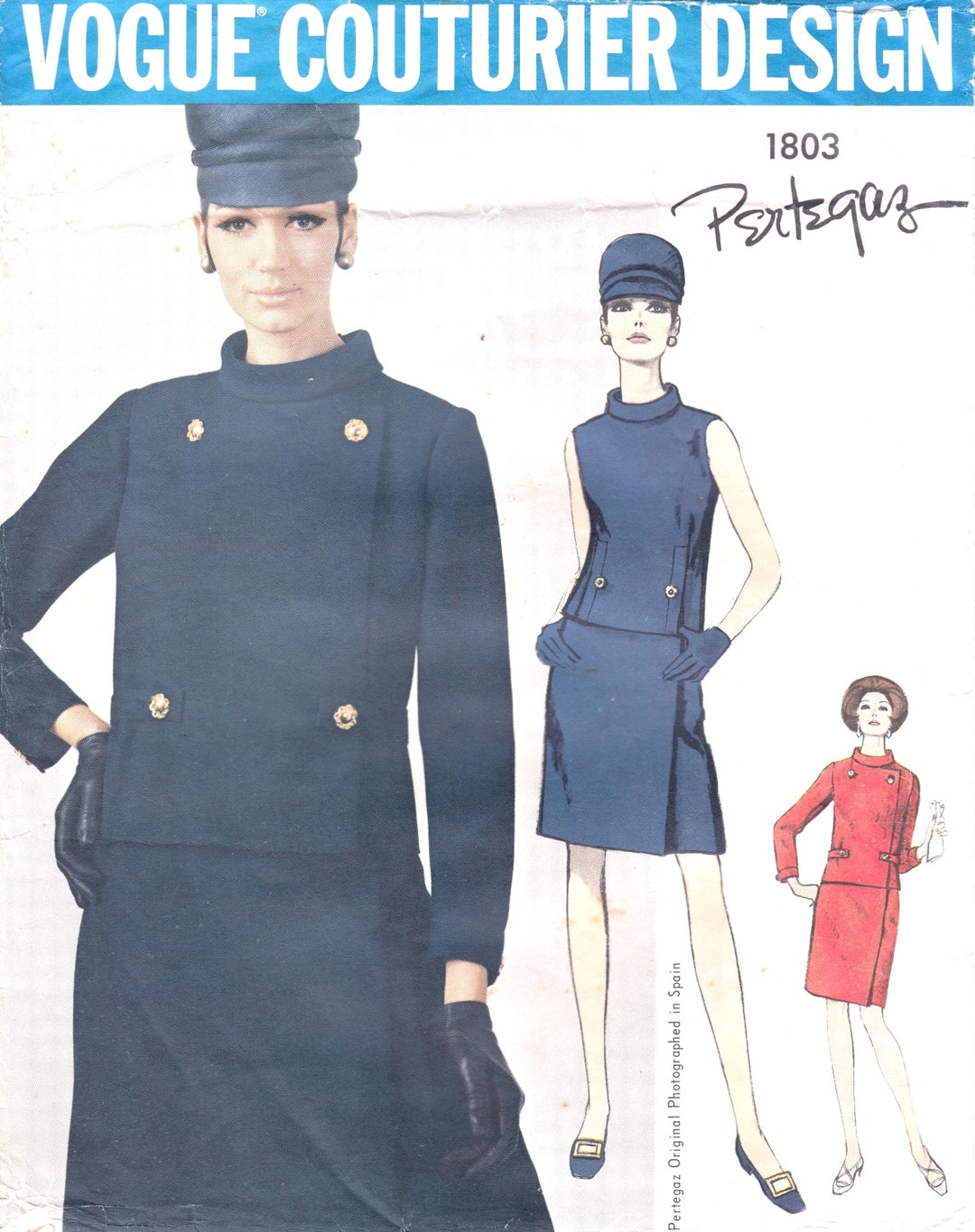 Vogue 1803 Sewing Pattern, Rare 60s Designer Double Breasted Suit and ...
